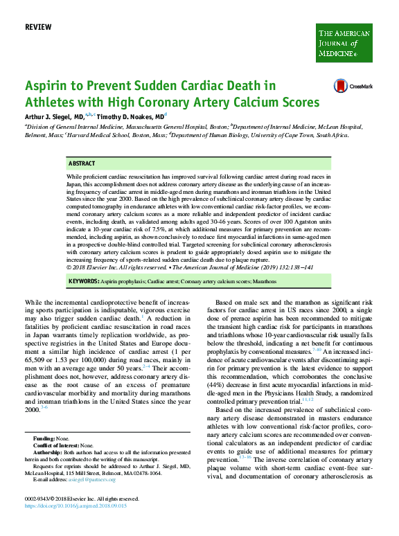 (PDF) Aspirin to Prevent Sudden Cardiac Death in Athletes with High ...