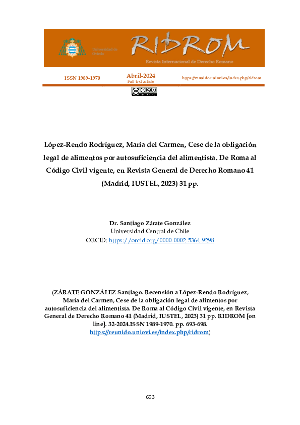 (PDF) Recensión a López-Rendo Rodríguez, María del Carmen, Cese de la ...