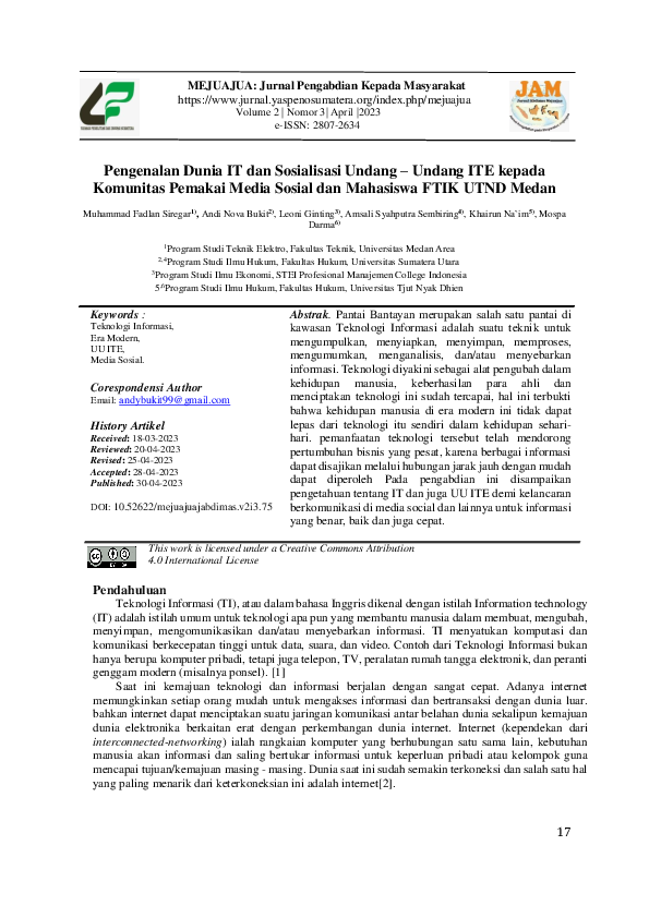 (PDF) Pengenalan Dunia IT dan Sosialisasi Undang – Undang ITE kepada ...