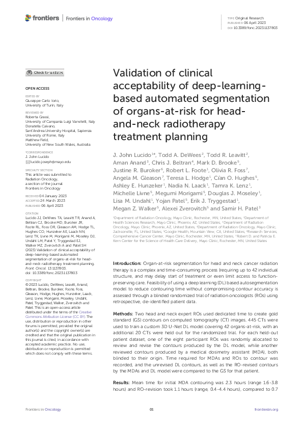 (PDF) Validation of clinical acceptability of deep-learning-based automated segmentation of ...