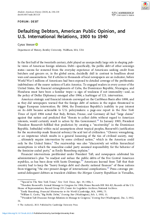 (PDF) Defaulting Debtors, American Public Opinion, and U.S ...