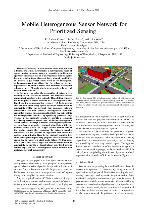 (PDF) Mobile Heterogeneous Sensor Network for Prioritized Sensing