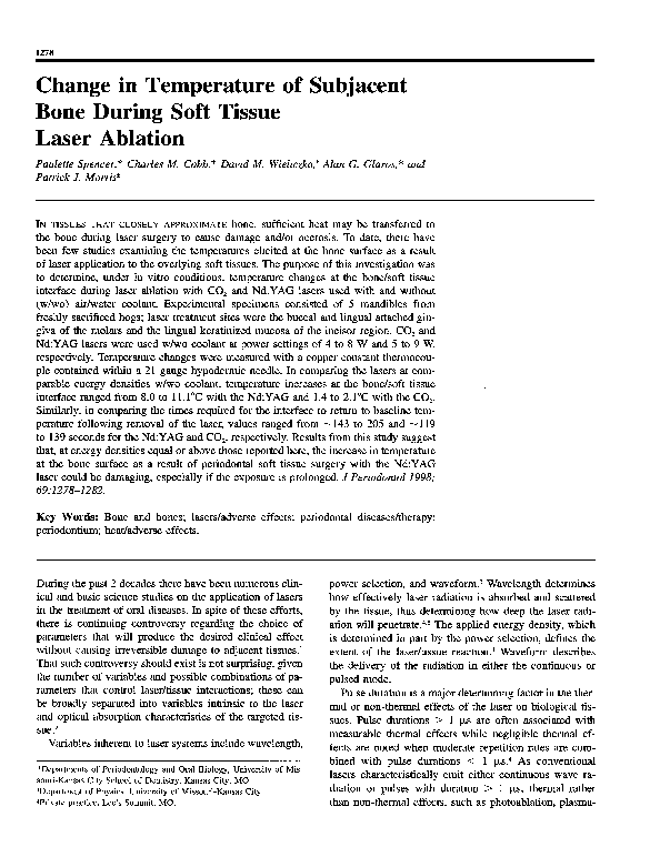 (PDF) Change in Temperature of Subjacent Bone During Soft Tissue Laser ...