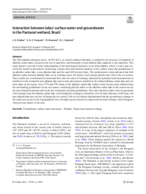 (PDF) Interaction between lakes’ surface water and groundwater in the ...