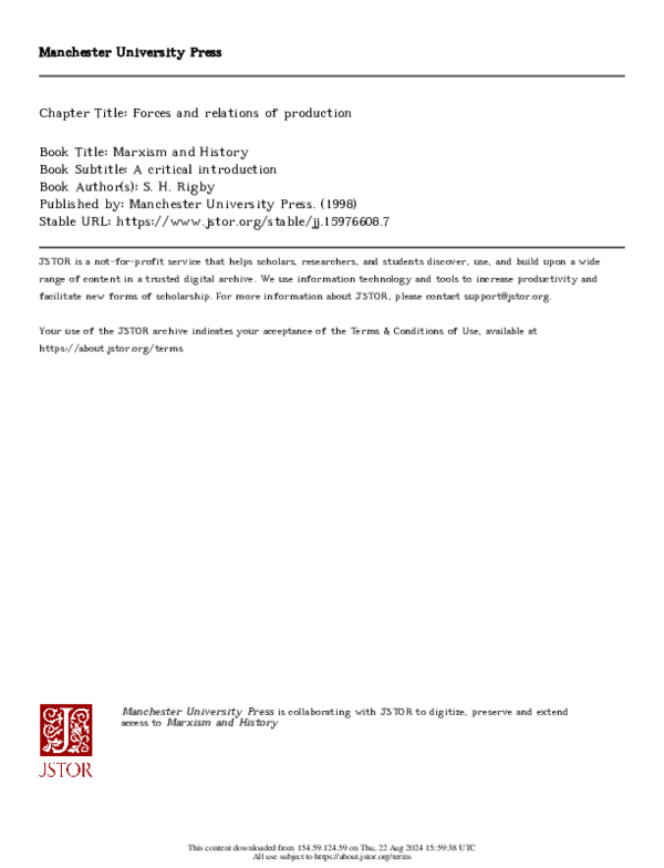 (PDF) Forces and Relations of Production (Marxism and History, ch. 2)