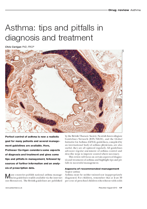 (PDF) Asthma: tips and pitfalls in diagnosis and treatment