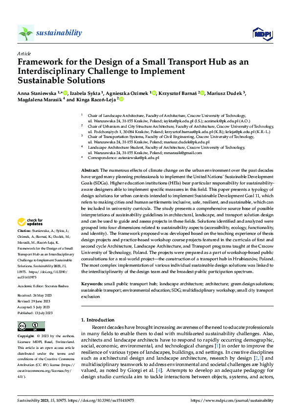 (PDF) Framework for the Design of a Small Transport Hub as an ...