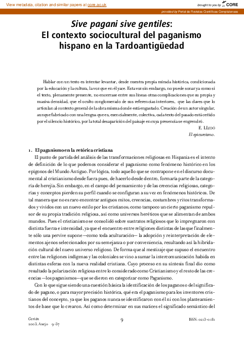 (PDF) Sive pagani sive gentiles: El contexto sociocultural del ...