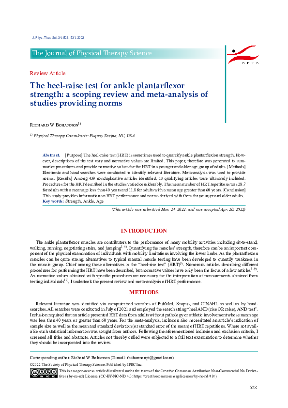 (PDF) The heel-raise test for ankle plantarflexor strength: a scoping ...