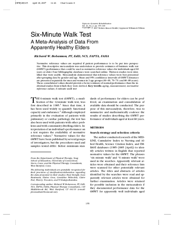 (PDF) Six-Minute Walk Test