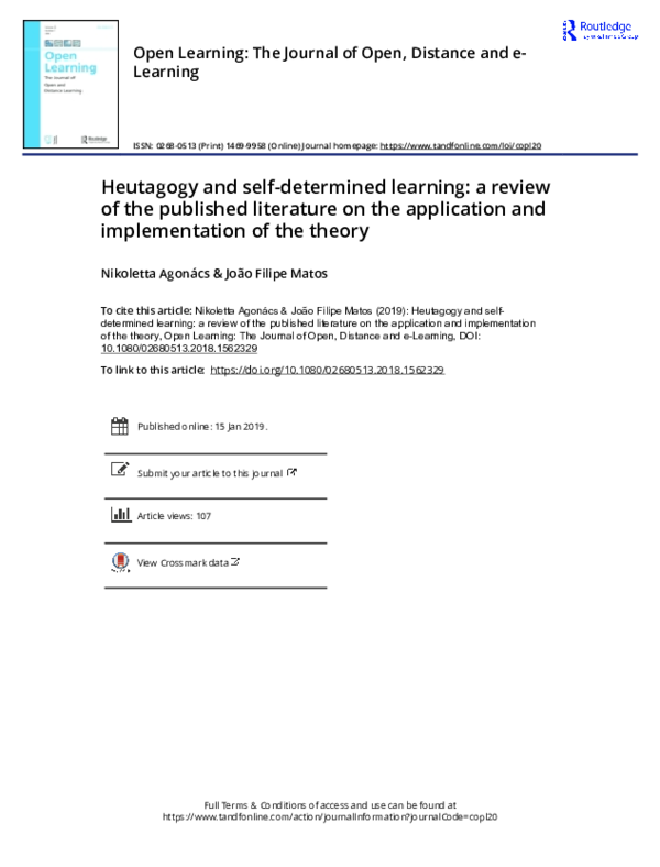 (PDF) Heutagogy and self-determined learning: a review of the published ...