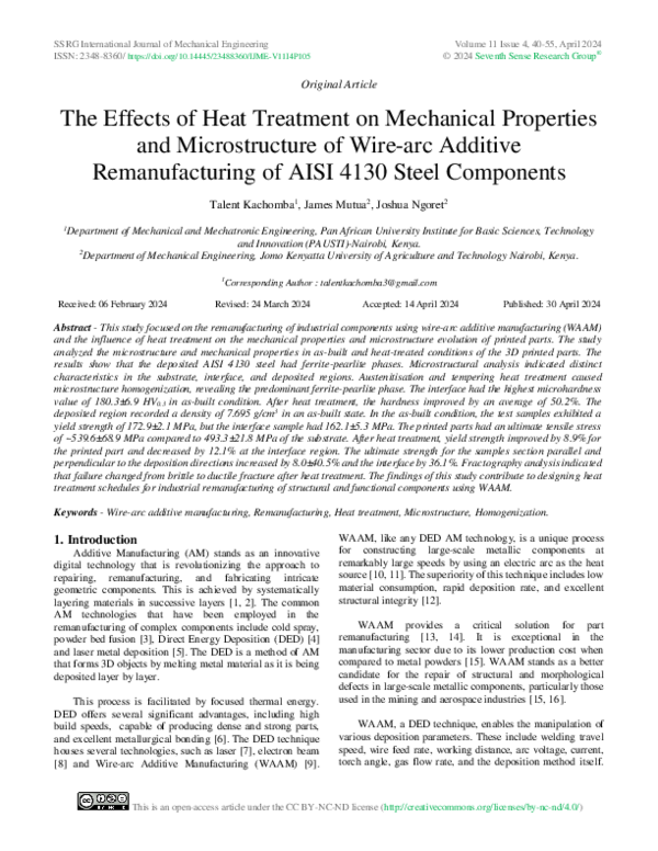 (PDF) The Effects of Heat Treatment on Mechanical Properties and Microstructure of Wire-arc ...