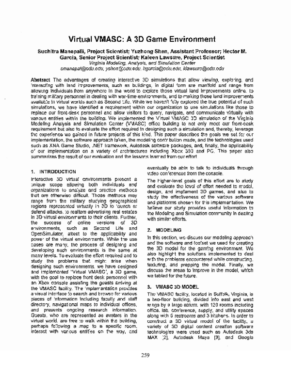 (PDF) Virtual VMASC: A 3D Game Environment