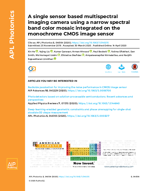 (PDF) A single sensor based multispectral imaging camera using a narrow ...