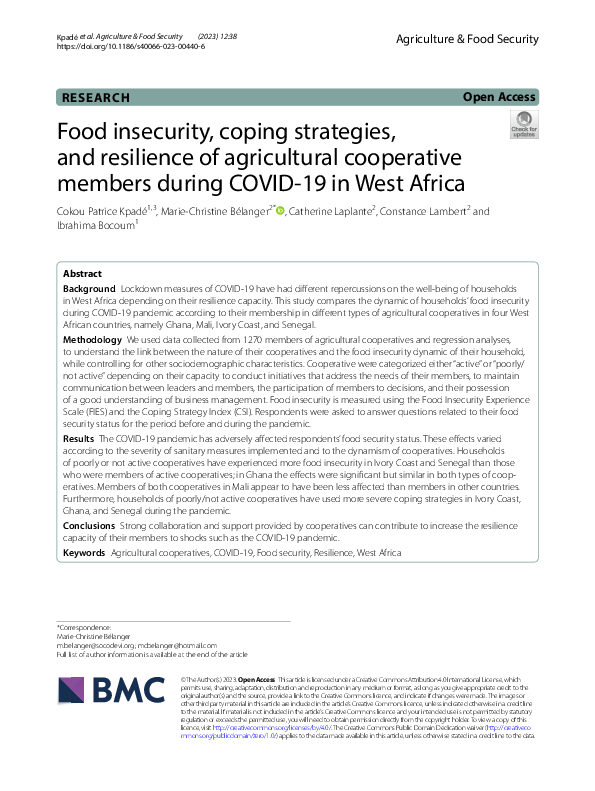 (PDF) Food insecurity, coping strategies, and resilience of ...