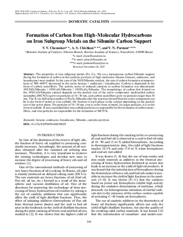 (PDF) Formation of Carbon from High-Molecular Hydrocarbons on Iron ...