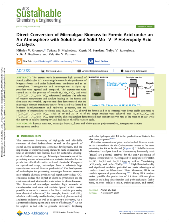 (PDF) Direct Conversion of Microalgae Biomass to Formic Acid under an ...