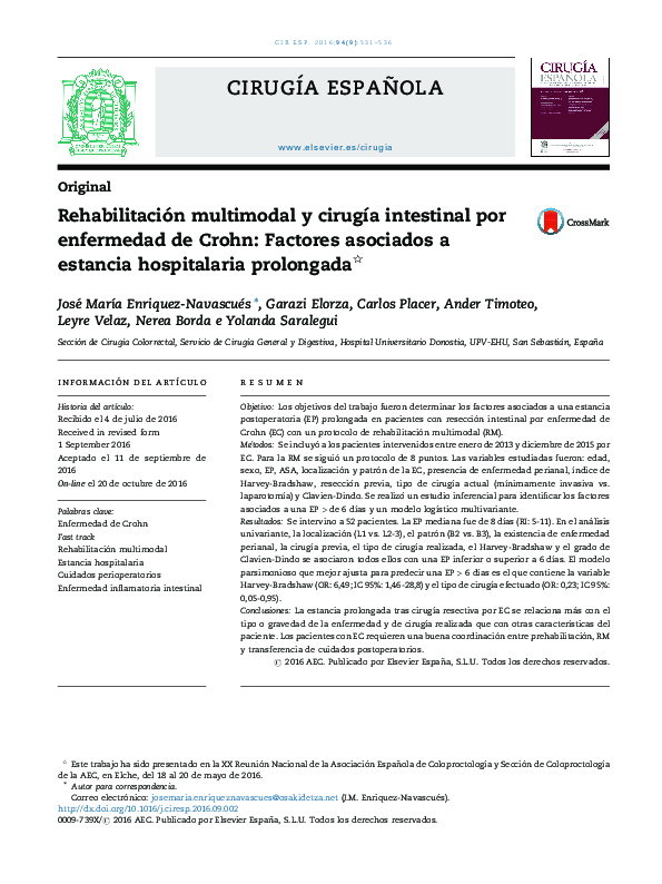 (PDF) Rehabilitación multimodal y cirugía intestinal por enfermedad de ...