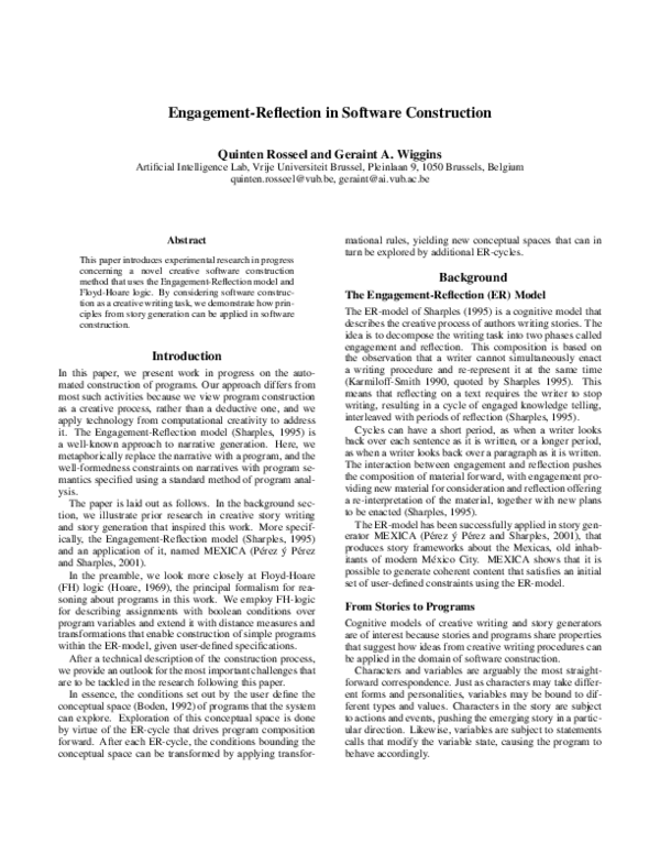 (PDF) Engagement-Reflection in Software Construction | Geraint Wiggins ...