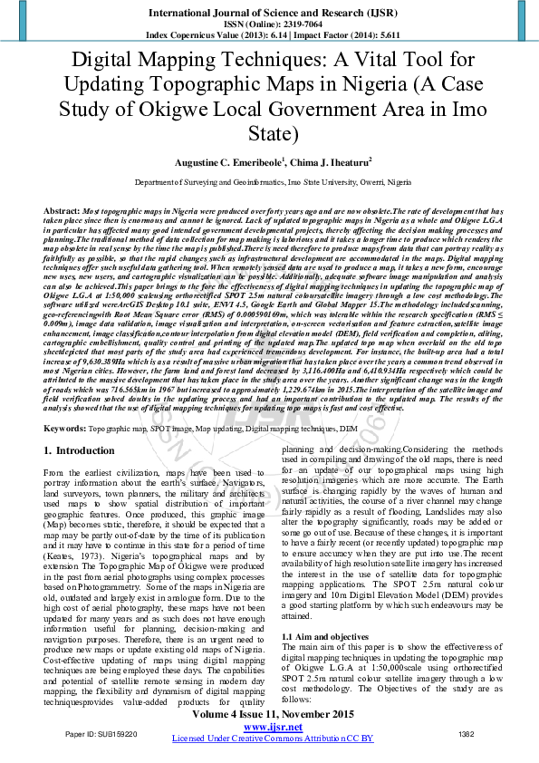 (PDF) Digital Mapping Techniques: A Vital Tool for Updating Topographic ...