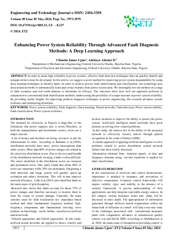 (PDF) Enhancing Power System Reliability Through Advanced Fault Diagnosis Methods: A Deep ...