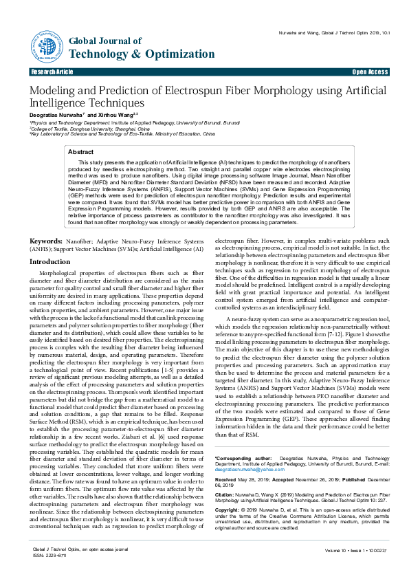 (PDF) Modeling and Prediction of Electrospun Fiber Morphology using Artificial Intelligence ...