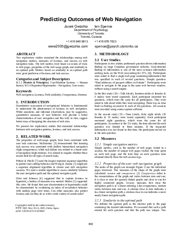(PDF) Predicting outcomes of web navigation