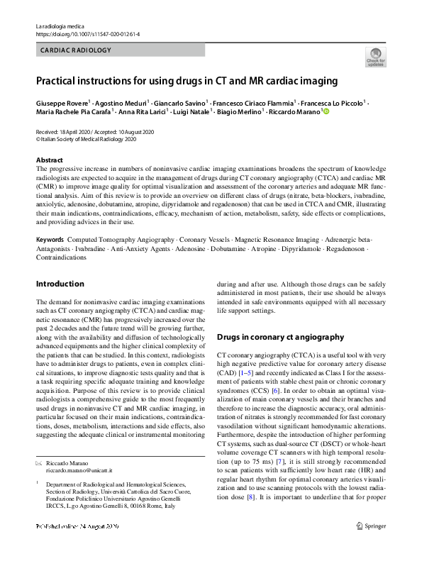 (PDF) Practical instructions for using drugs in CT and MR cardiac imaging