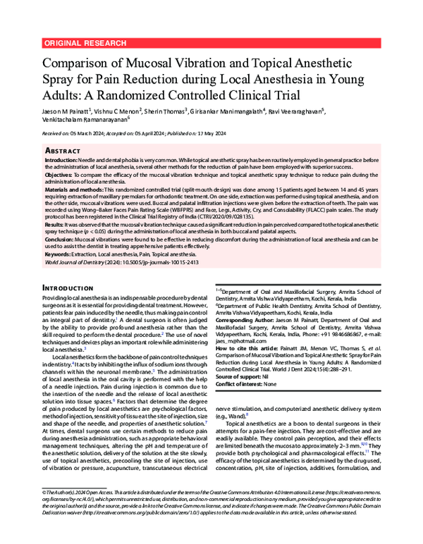(PDF) Comparison of Mucosal Vibration and Topical Anesthetic Spray for ...