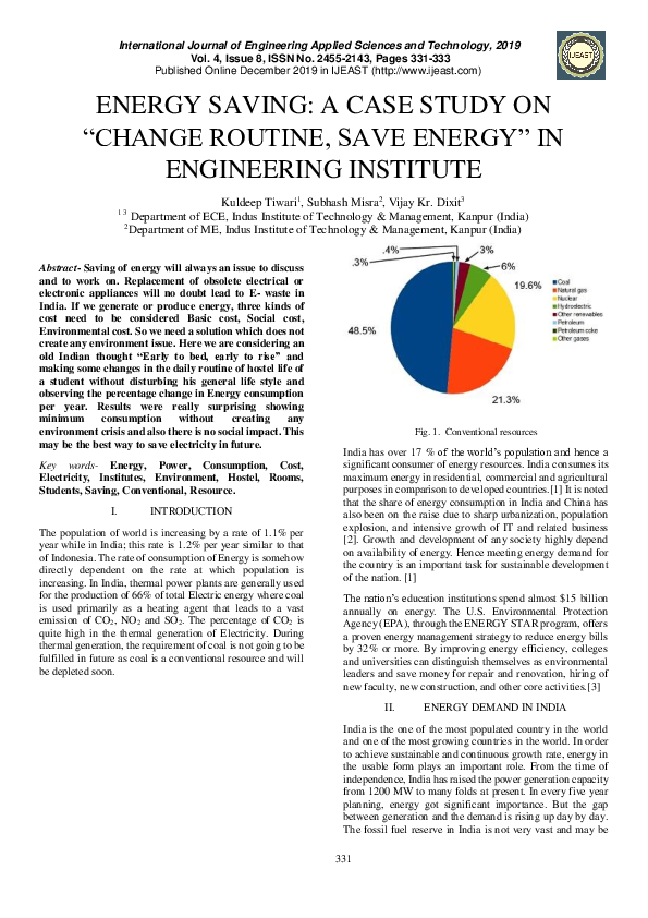(PDF) Energy Saving: A Case Study on “Change Routine, Save Energy” in ...
