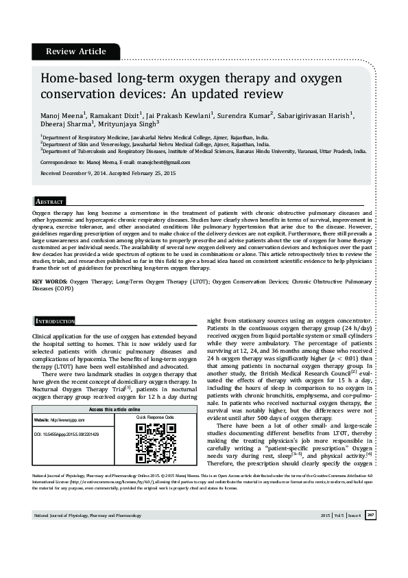 (PDF) Home-based long-term oxygen therapy and oxygen conservation ...