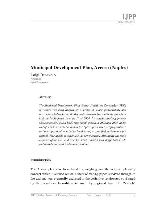 (PDF) Municipal Development Plan, Acerra (Naples)