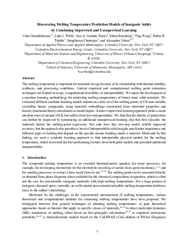 (PDF) Discovering Melting Temperature Prediction Models of Inorganic Solids by Combining ...