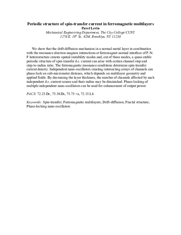 (PDF) Periodic structure of spin-transfer current in ferromagnetic ...
