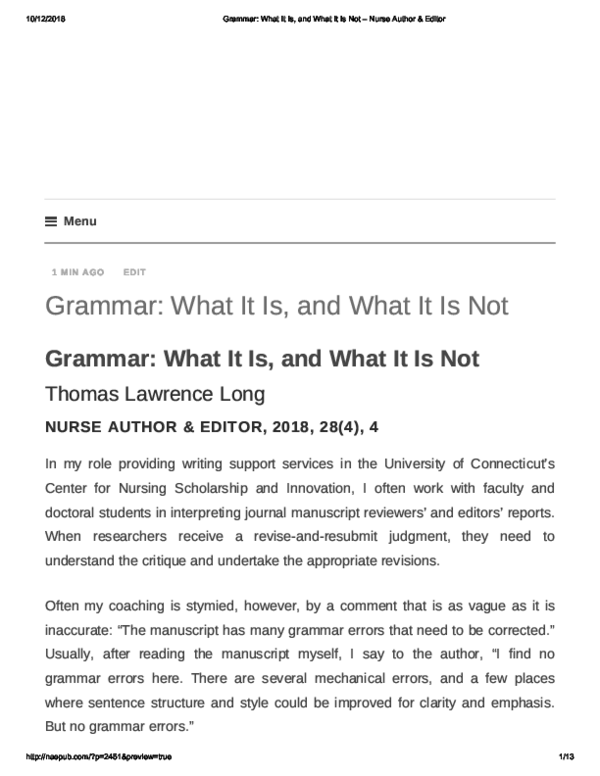 (PDF) Grammar: What It Is, and What It Is Not