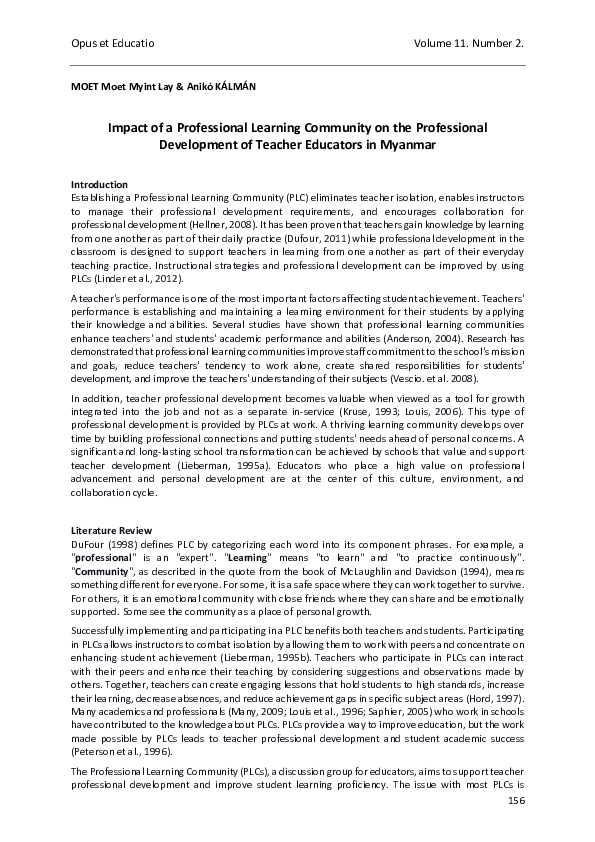 (PDF) Impact of a Professional Learning Community on the Professional ...