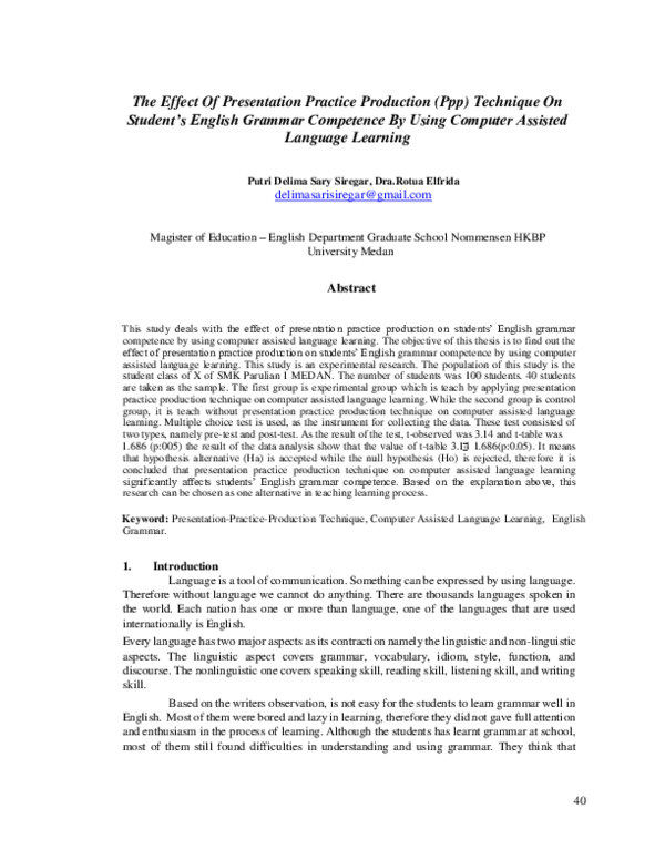 (PDF) The The Effect Of Presentation Practice Production (Ppp ...