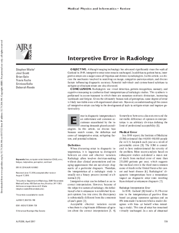 (PDF) Interpretive Error in Radiology