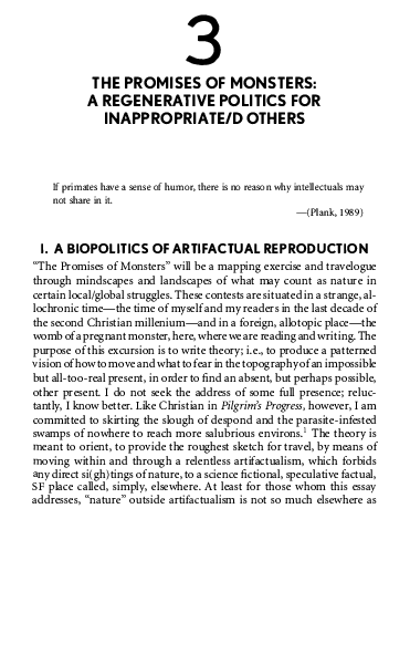 (PDF) The Promises of Monsters: A Regenerative Politics for Inappropriate/d Others