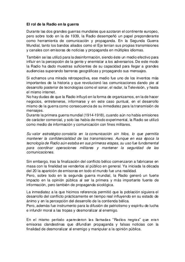 (PDF) El rol de la radio en la guerra