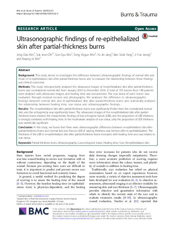 (PDF) Ultrasonographic findings of re-epithelialized skin after partial ...