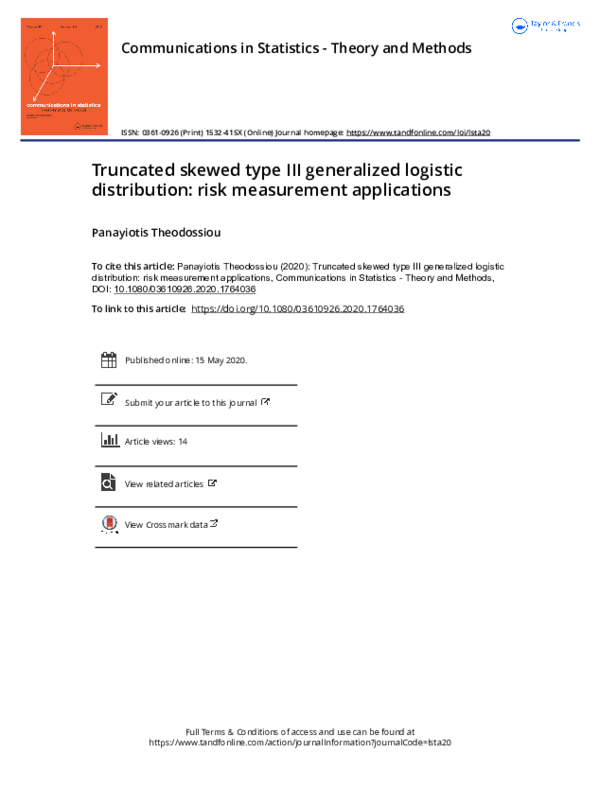 (PDF) Truncated skewed type III generalized logistic distribution: risk measurement applications