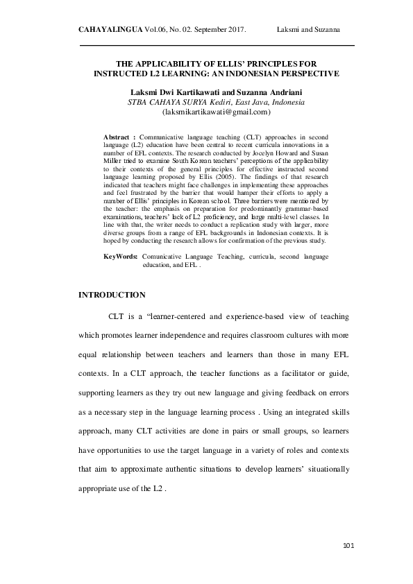 (PDF) The Applicability of Ellis’ Principles for Instructed L2 Learning ...