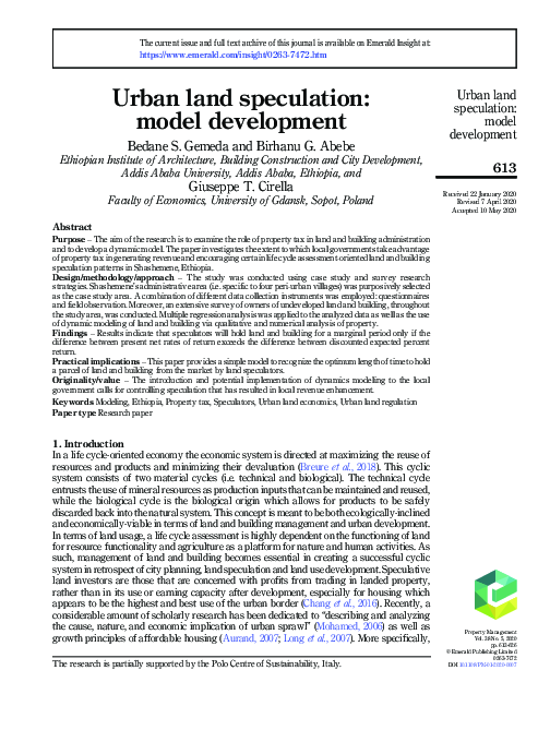 (PDF) Urban land speculation: model development