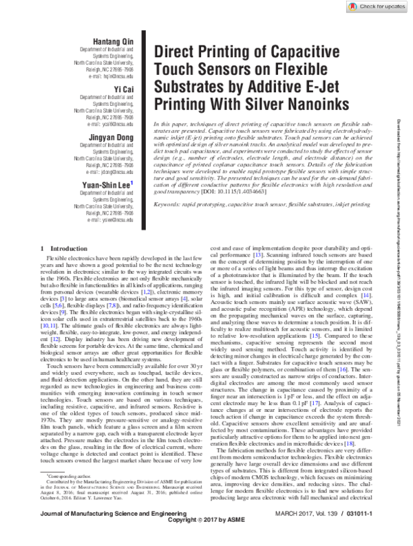 (PDF) Direct Printing of Capacitive Touch Sensors on Flexible ...
