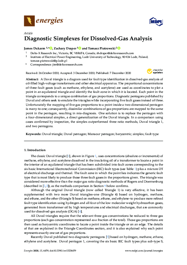 (PDF) Diagnostic Simplexes for Dissolved-Gas Analysis