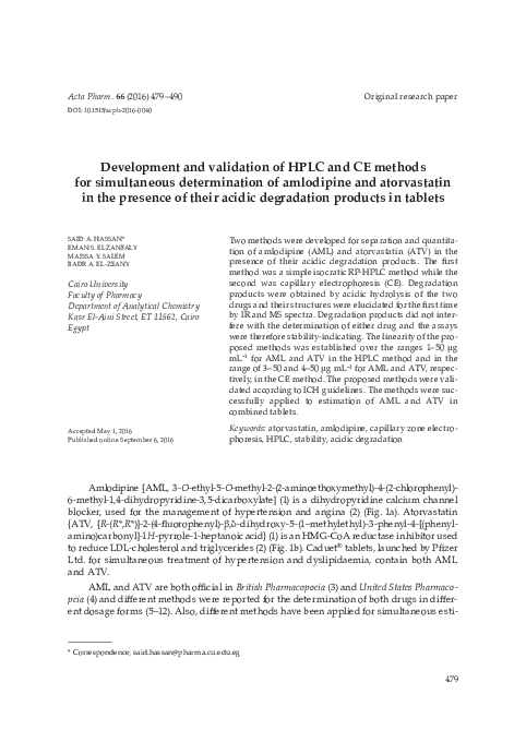 (PDF) Development and validation of HPLC and CE methods for simultaneous determination of ...