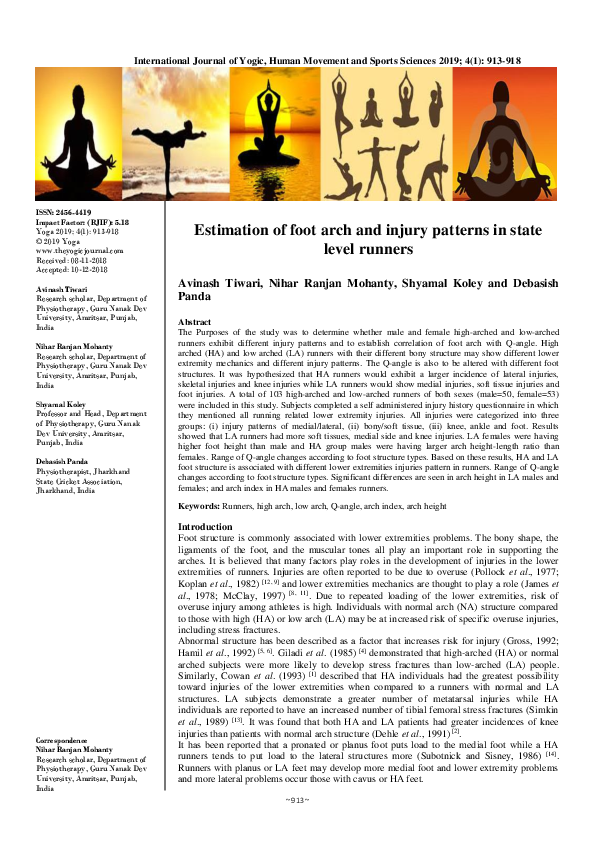 (PDF) Estimation of foot arch and injury patterns in state level runners