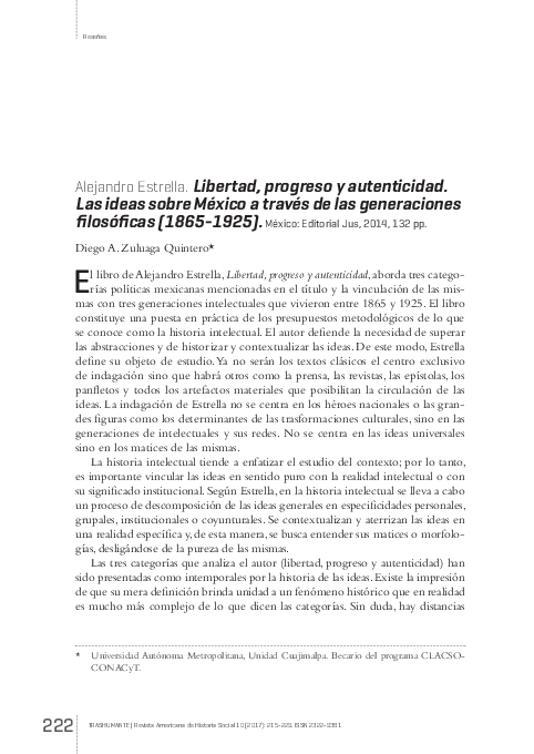 (PDF) Libertad, progreso y autenticidad. Las ideas sobre México a ...