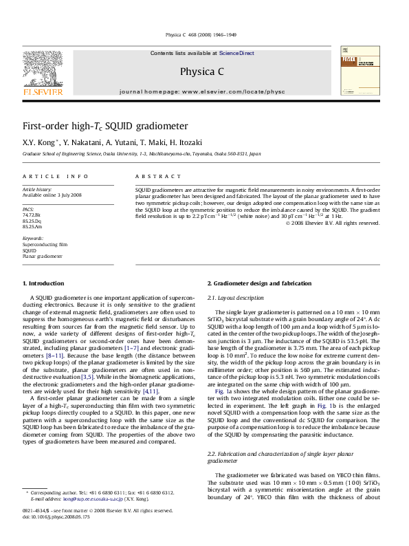 (PDF) First-order high-Tc SQUID gradiometer